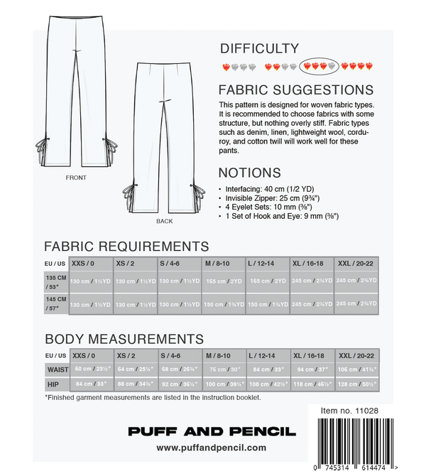 SLIT PANTS - PAPER PATTERN – Puff and Pencil